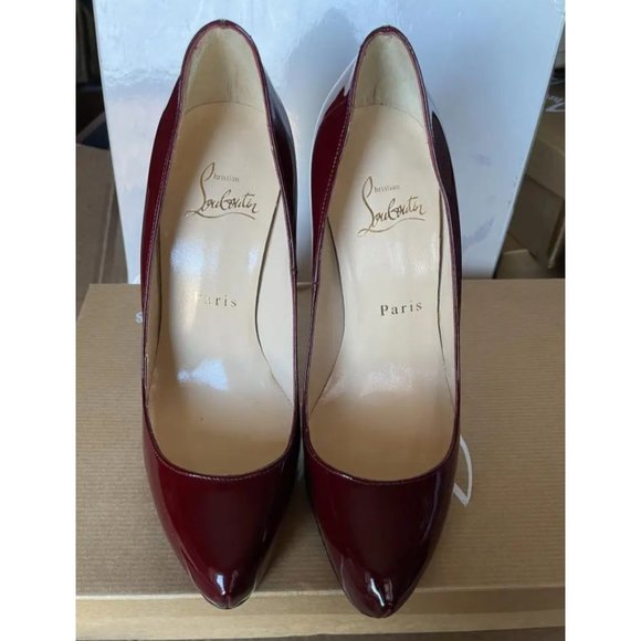Christian Louboutin | Shoes | Christian Louboutin 36 555 Rolando Red Burgundy Patent Leather ...